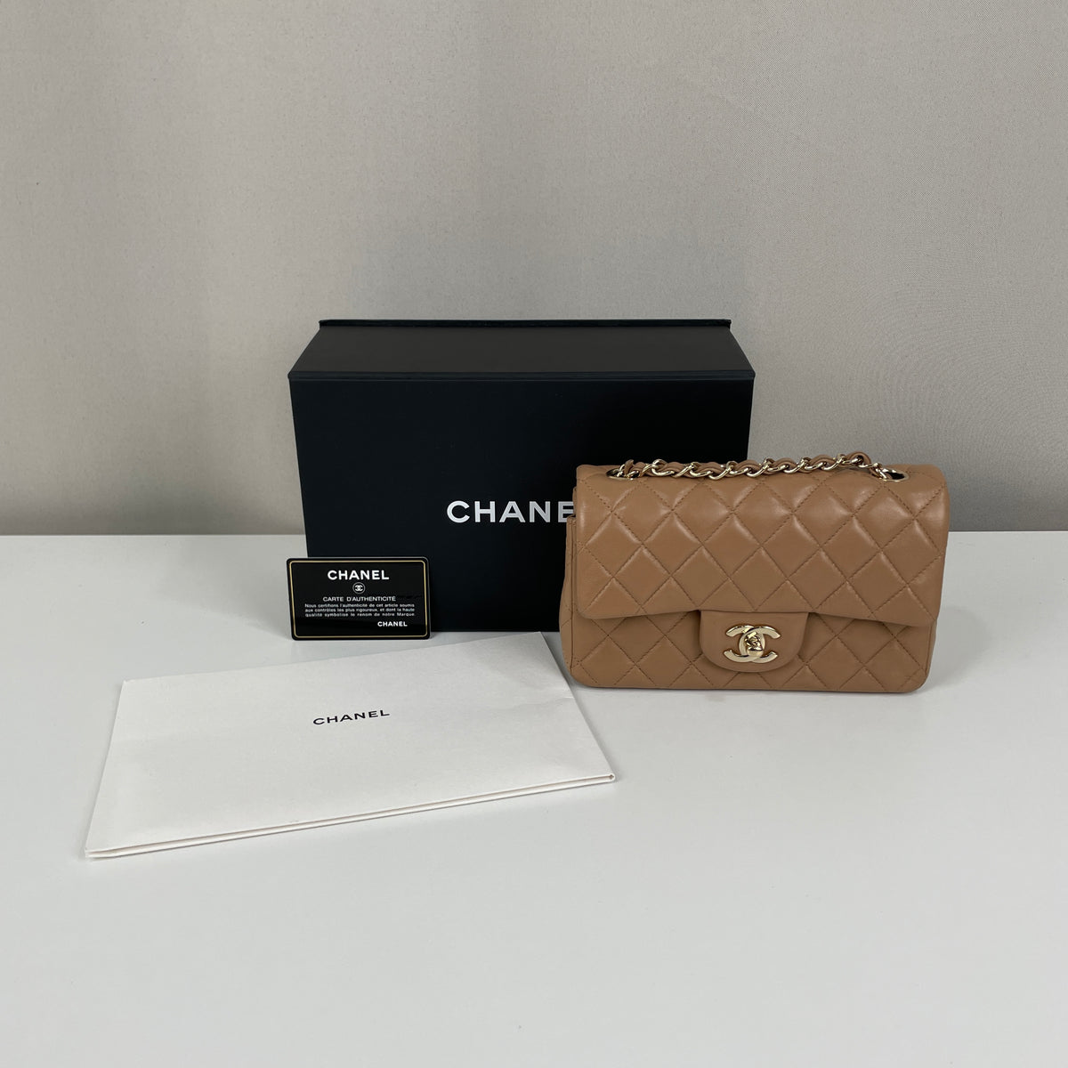 Chanel Mini Timeless Caramel beige champagne hardware – bamluxurystore